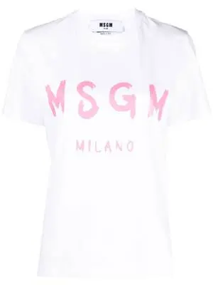 MSGM Logo-print Cotton T-shirt - White