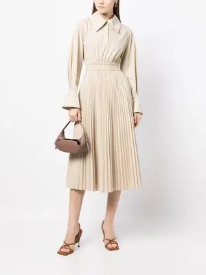 Simkhai Oversized-collar Pleated Shirt Dress