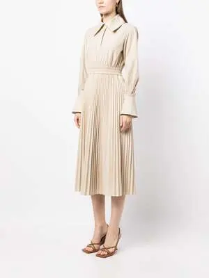 Simkhai Oversized-collar Pleated Shirt Dress