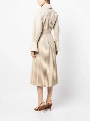 Simkhai Oversized-collar Pleated Shirt Dress