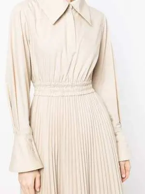 Simkhai Oversized-collar Pleated Shirt Dress