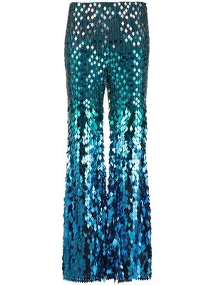 Alberta Ferretti Embellished Flared Trousers - Blue