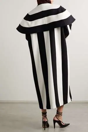 SERGIO HUDSON Draped Striped Wool And Cashmere-blend Coat