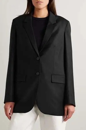 The Row Essentials Dustina Wool-Flannel Jacket - Black | Editorialist