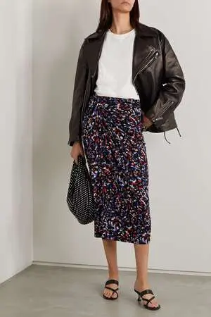Isabel Marant Étoile Jeldia Gathered Printed Stretch-jersey Midi Skirt