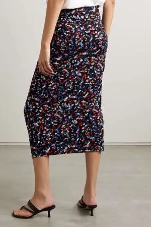 Isabel Marant Étoile Jeldia Gathered Printed Stretch-jersey Midi Skirt
