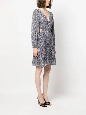 Michael Kors Pleated Zebra-print Mini Dress