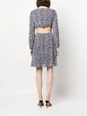 Michael Kors Pleated Zebra-print Mini Dress