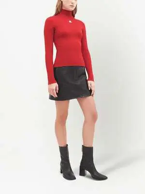 COURREGES Logo-embroidered Ribbed Sweater - Red