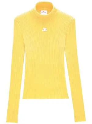 COURREGES Ribbed-knit Top - Yellow