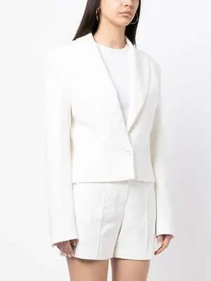 Costarellos Single-breasted Cropped Blazer - White