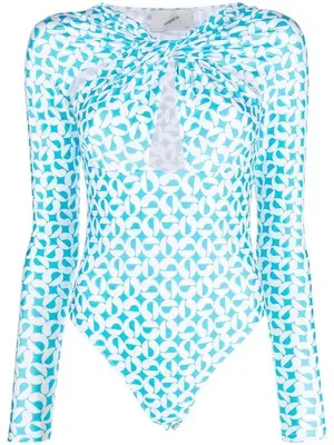 Coperni Geometric Print Long-sleeve Bodysuit