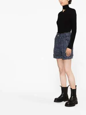 Balmain High-waisted Tweed Shorts - Blue