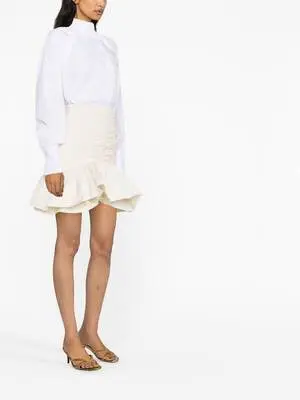 PATOU High-waisted Peplum Hem Skirt - Neutrals