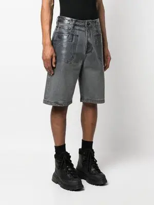 44 LABEL GROUP Metallic-finish Denim Shorts