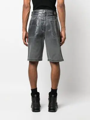 44 LABEL GROUP Metallic-finish Denim Shorts