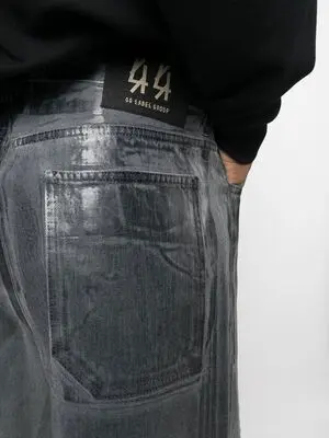 44 LABEL GROUP Metallic-finish Denim Shorts
