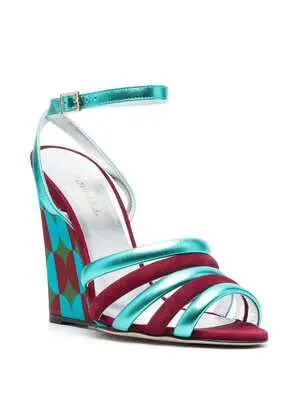 La DoubleJ Tones 135mm Wedge Sandals - Blue