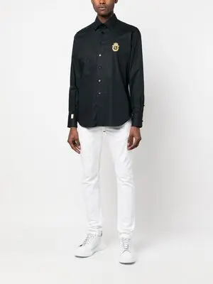 BILLIONAIRE Silver Cut Logo-print Shirt
