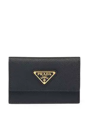 Prada Triangle-plaque Card Holder - Black