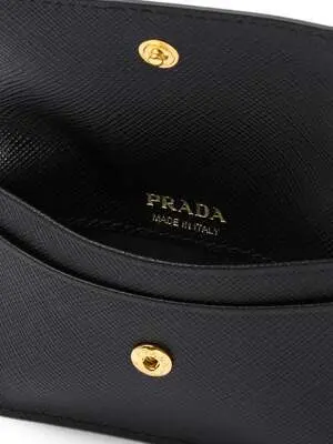 Prada Triangle-plaque Card Holder - Black