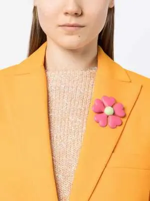 Moschino Leather Flower Brooch