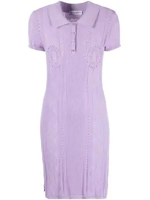 MARINE SERRE Pointelle-knit Tennis Dress - Purple