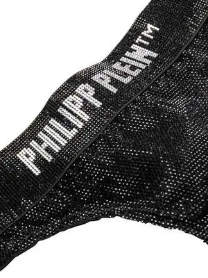Philipp Plein Metallic Crystal-embellished Thong - Black