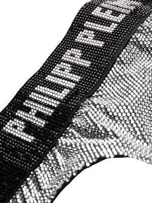Philipp Plein Metallic Crystal-embellished Thong - Silver