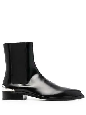 JIL SANDER Pointed Leather Ankle Boots - Black