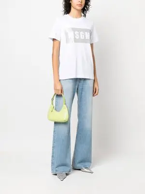 MSGM Logo-print Glitter T-shirt - White