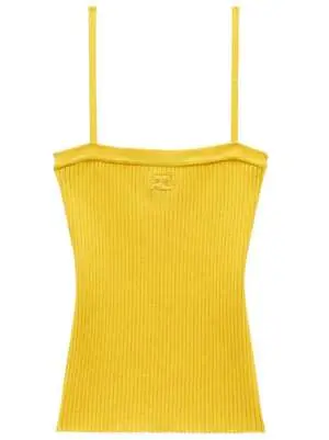 COURREGES Logo Ribbed-knit Top
