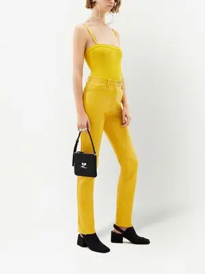COURREGES Logo Ribbed-knit Top