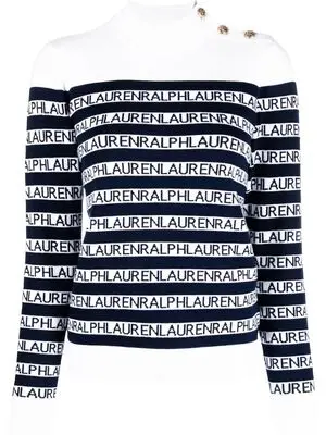 Ralph Lauren Striped Mock-neck Jumper - White