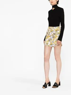 Versace Logo Couture-print Denim Miniskirt