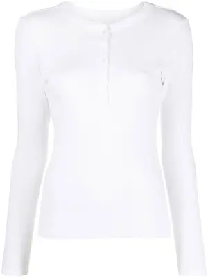 NILI LOTAN Button-front Long-sleeved T-shirt - White