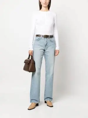 NILI LOTAN Button-front Long-sleeved T-shirt - White