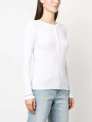 NILI LOTAN Button-front Long-sleeved T-shirt - White
