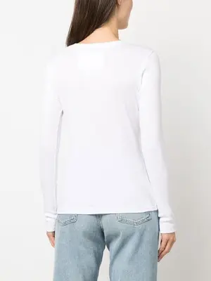 NILI LOTAN Button-front Long-sleeved T-shirt - White