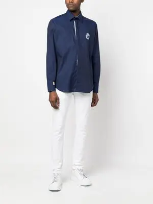 BILLIONAIRE Silver Cut Logo-print Shirt - Blue