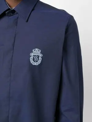 BILLIONAIRE Silver Cut Logo-print Shirt - Blue