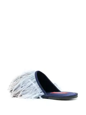 La DoubleJ Feather Detail Slippers - Blue