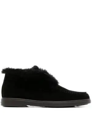 Santoni Slip-on Shearling Loafers - Black