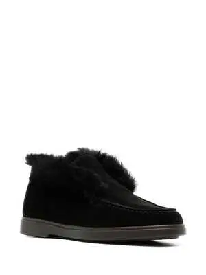 Santoni Slip-on Shearling Loafers - Black