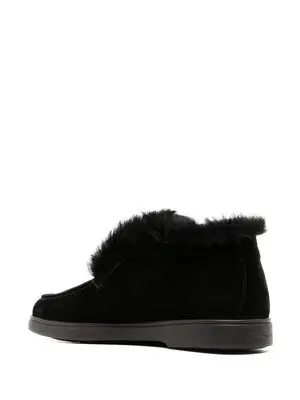 Santoni Slip-on Shearling Loafers - Black