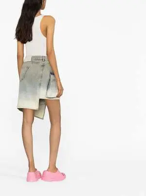 Off-White Asymmetric Denim Skirt - Green