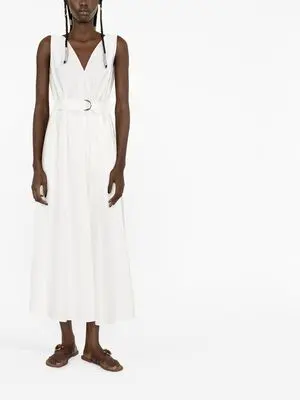 Brunello Cucinelli Belted V-neck Dress