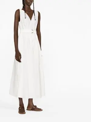 Brunello Cucinelli Belted V-neck Dress