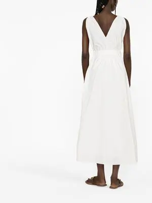 Brunello Cucinelli Belted V-neck Dress