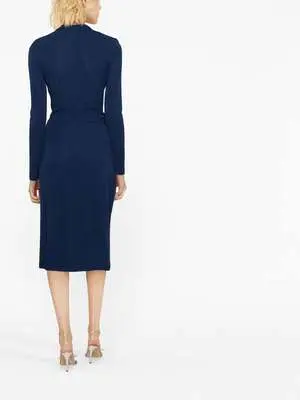 Alberta Ferretti Twisted-front Long-sleeved Midi Dress